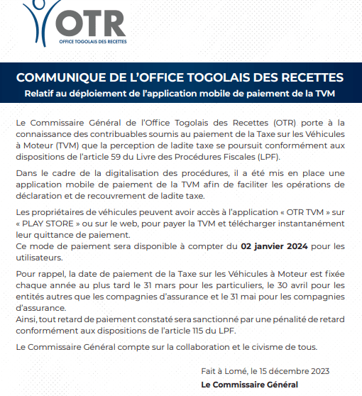 L'Éclatante métamorphose fiscale au Togo : La TVM s'immortalise dans l ...